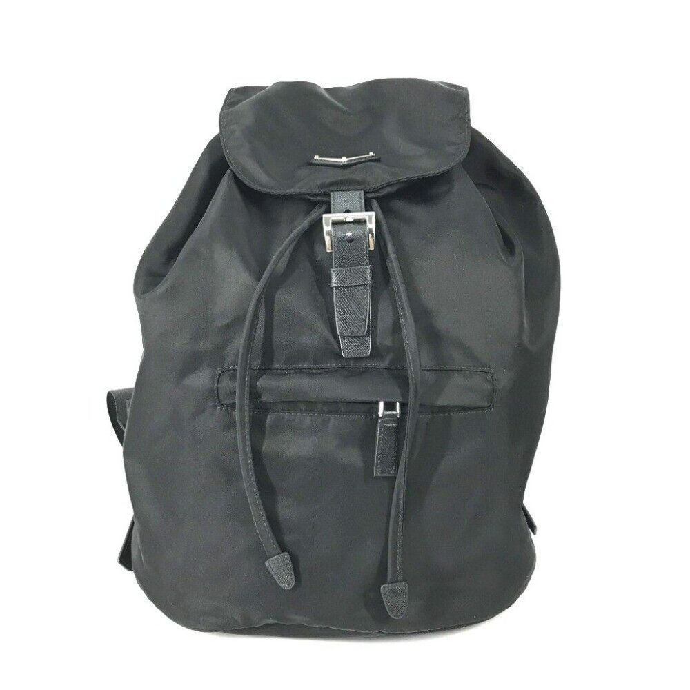 Prada Logo Plate Triangle Logo Backpack Bag Nylon / L… - Gem